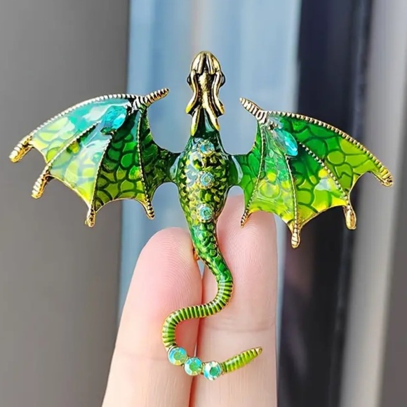 Jewelry | New Green Gold Dragon Brooch Pin | Poshmark